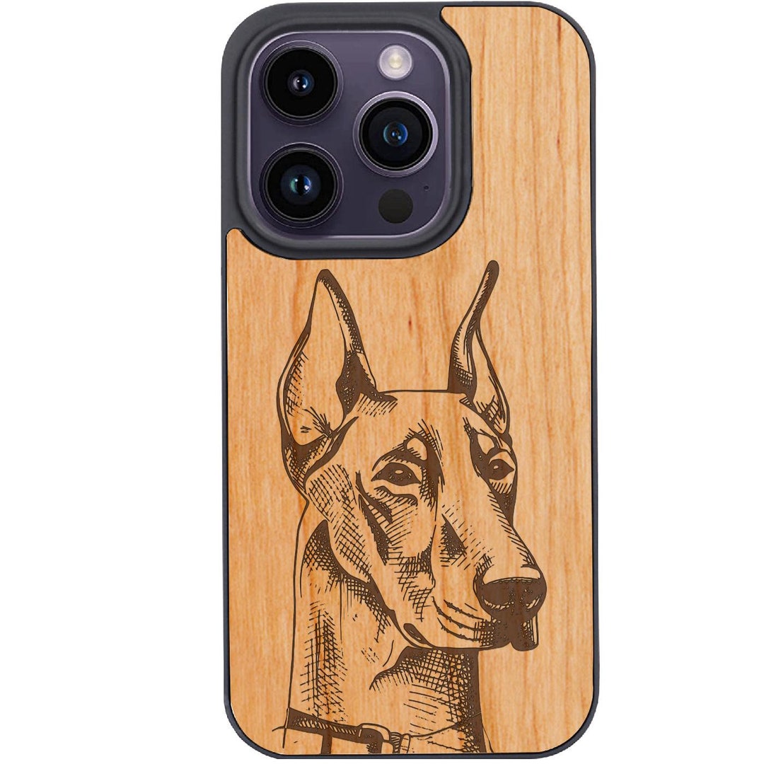 OTTOPRO Premium Cherry Wood Case Doberman Dobie Engraved Magsafe Wood ...
