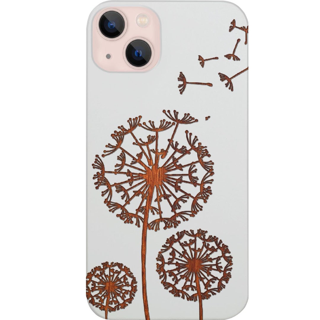Dandelion Engraved Wood Phone Case for iPhone Models and Samsung Phones ...