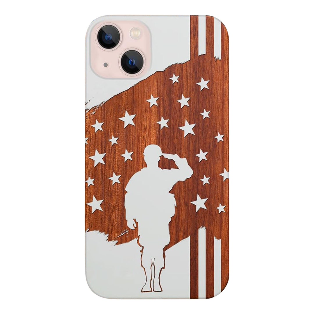 Soldier Saluting Flag Design Phone Case for iPhone Models and Samsung ...