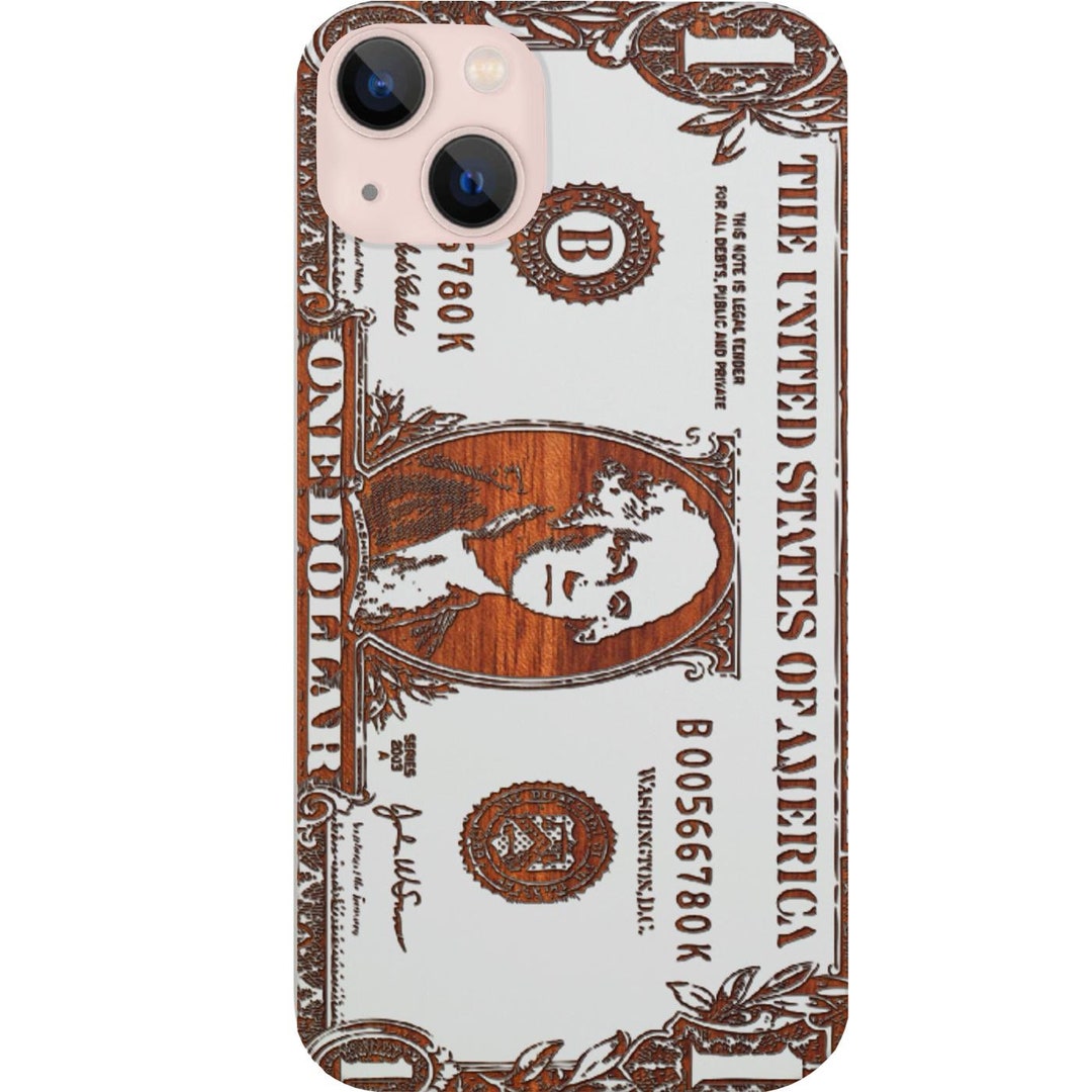 One Dollar Bill Engraved Wood Phone Case for iPhone Models and Samsung ...