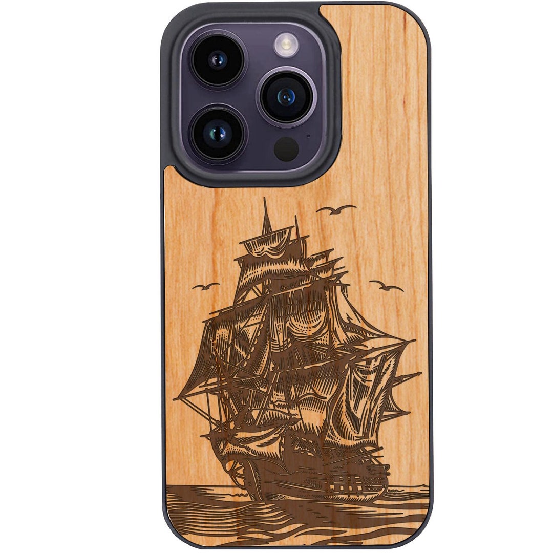 OTTOPRO Premium Cherry Wood Case - Boat - Engraved - Magsafe Wood Phone ...