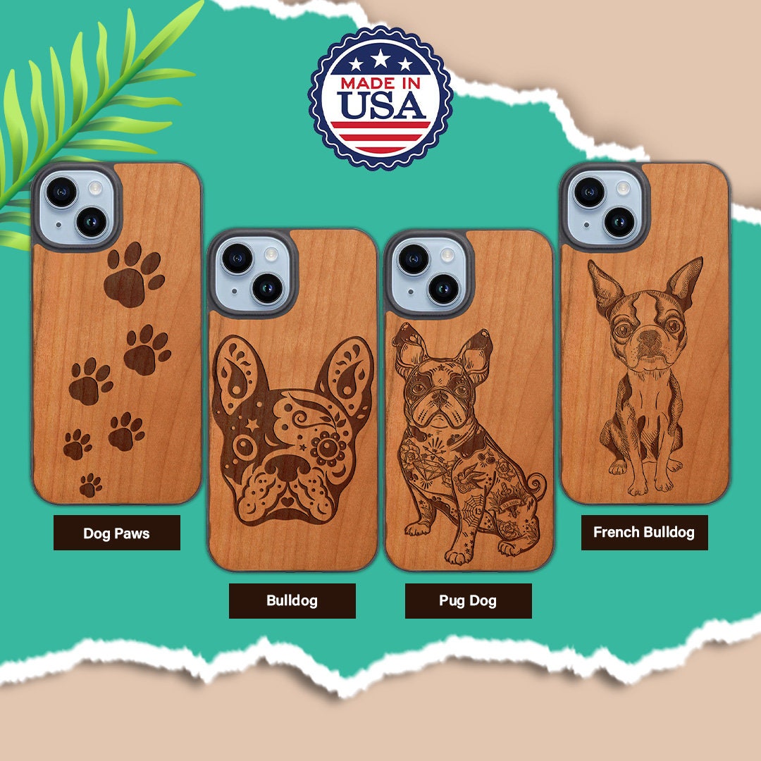 OTTOPRO Premium Cherry Wood Case - Dog Engraved - Magsafe Wood Phone ...