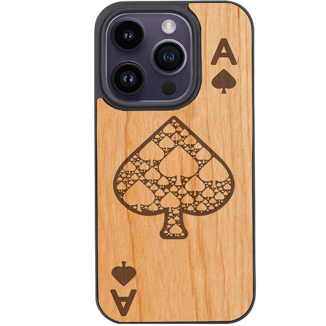 OTTOPRO Premium Cherry Wood Case - Ace of Spades - Engraved - Magsafe ...