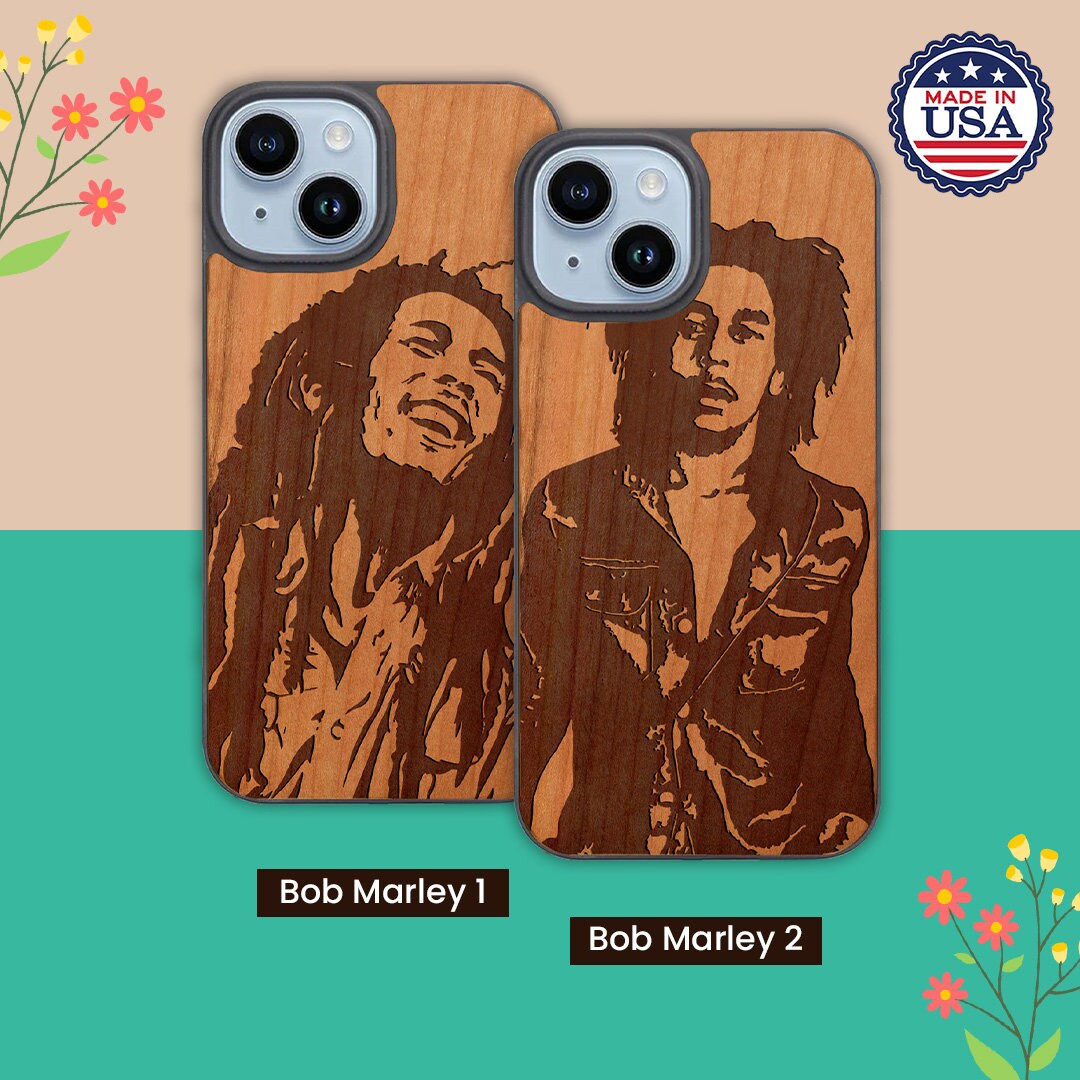 OTTOPRO Premium Cherry Wood Case - Bob Marley - Engraved- Magsafe Wood ...