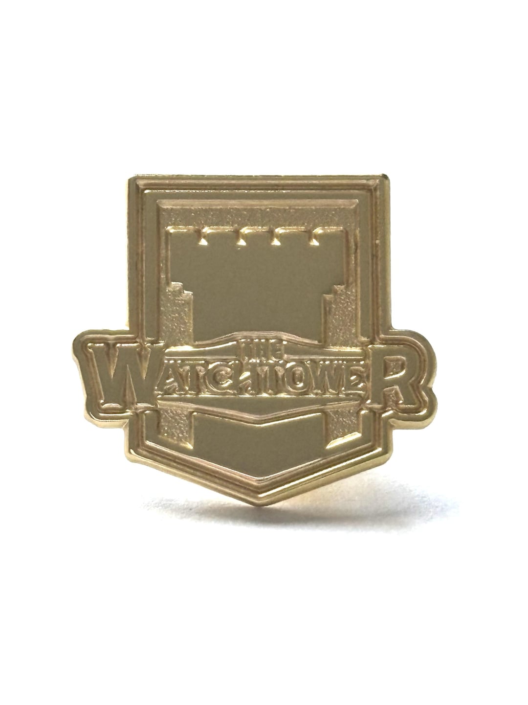 Watchtower Label Pin in Polished Brass - Etsy