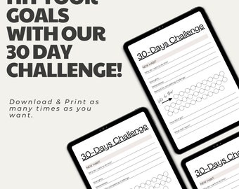 30 Day Challenge Printable Bundle, Goal Setting Coloring Pages, Full ...