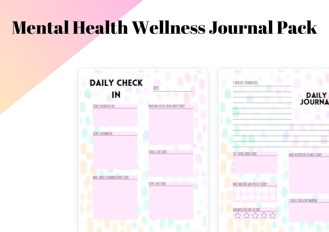 Mental Health Wellness Journal Pack, Printable Wellness Journal, Mental ...