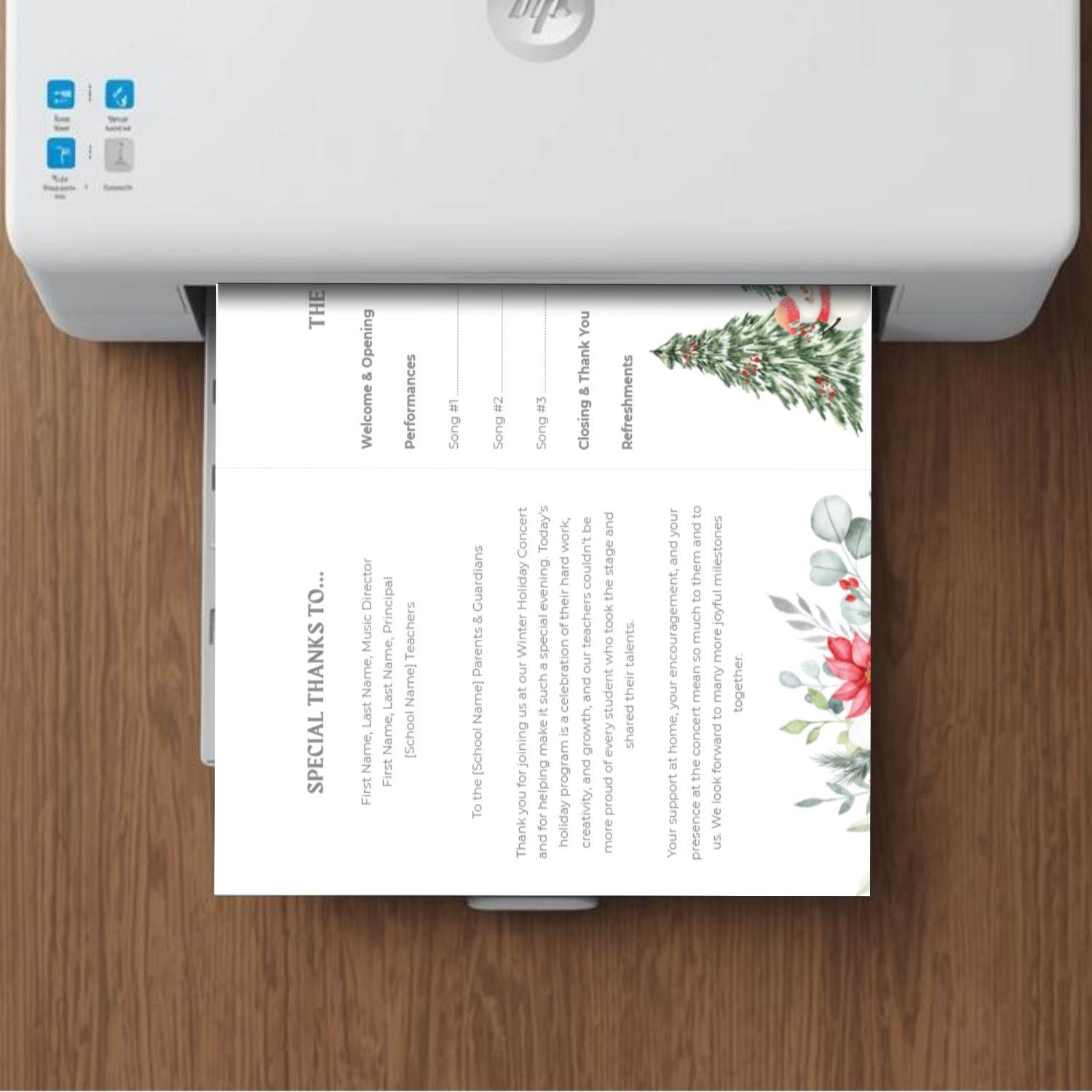 Customizable Holiday Concert Program & Flyer Template | Winter Floral ...