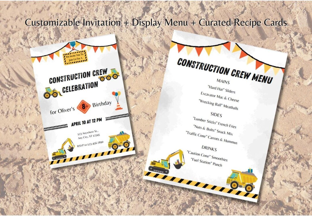 Trucks Birthday Party Customizable Template Bundle | Invitation ...