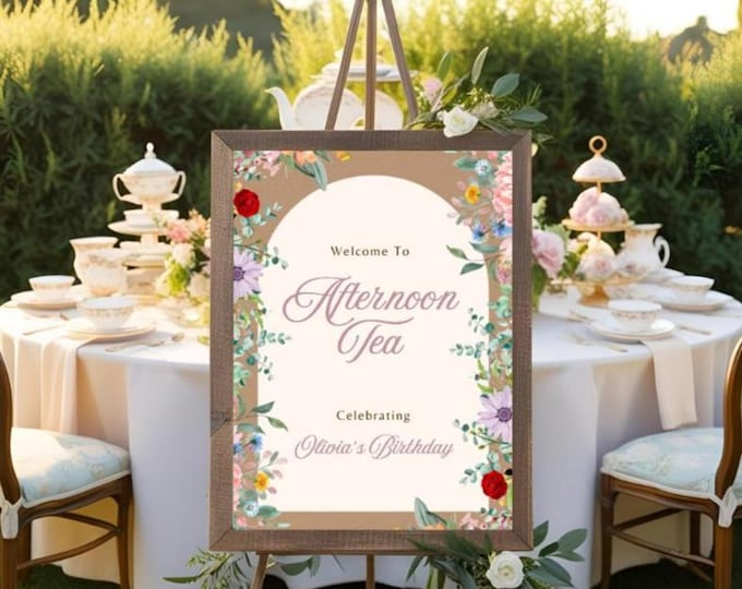 Editable Printable Tea Party Sign | Afternoon Tea Welcome Sign | Bridal ...
