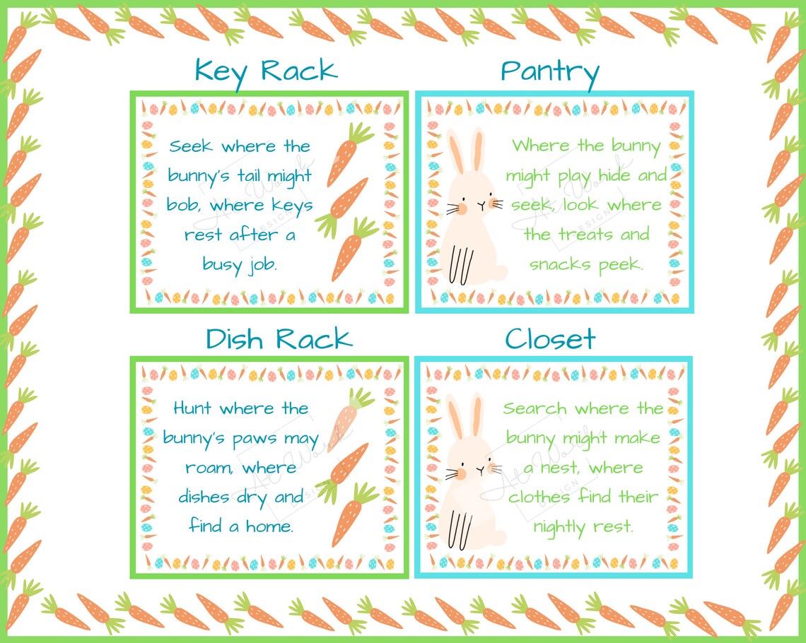 Indoor Kids Easter Scavenger Hunt Clues Treasure Hunt Clues Easter ...