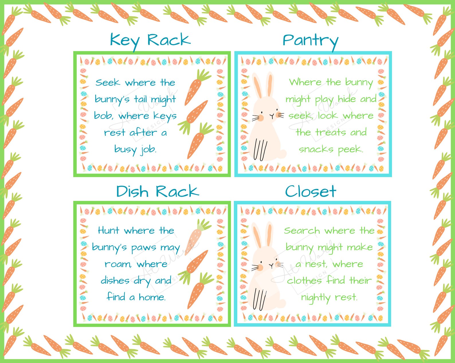 Indoor Kids Easter Scavenger Hunt Clues Treasure Hunt Clues Easter ...