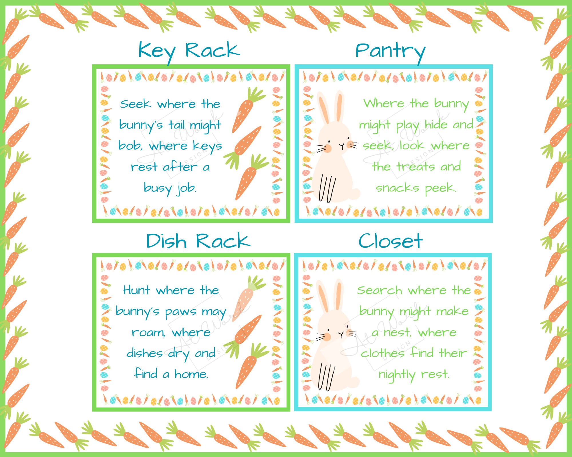 Indoor Kids Easter Scavenger Hunt Clues Treasure Hunt Clues Easter ...