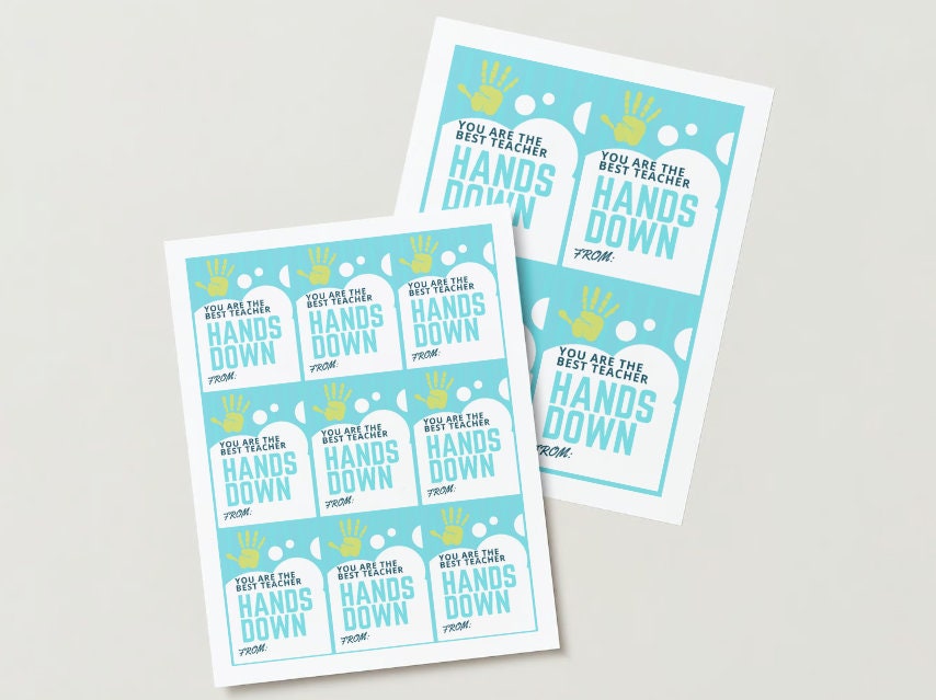 Hands Down Best Teacher Gift Tags, Teacher Thank You Gift Tag, Thank ...