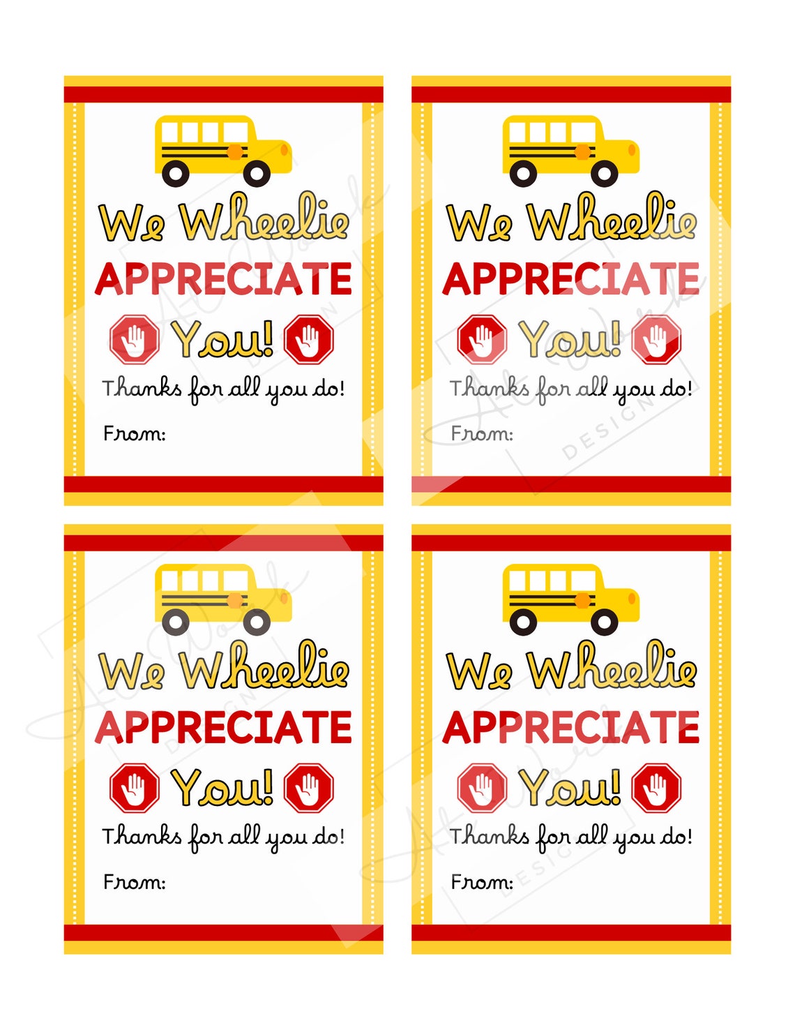 School Transportation Bus Drivers and Monitors Thank You Appreciation ...