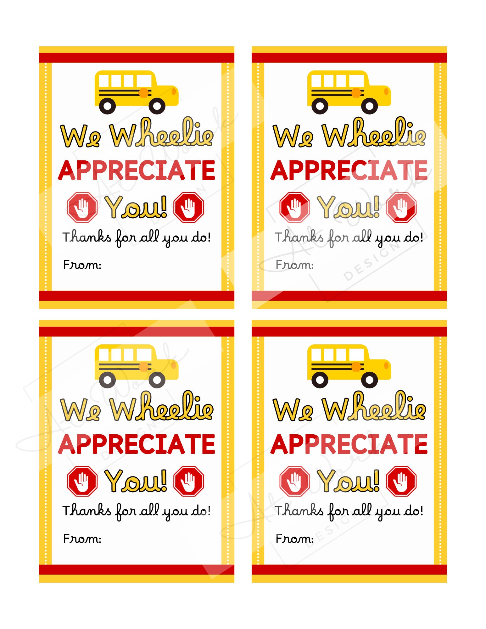 School Transportation Bus Drivers and Monitors Thank You Appreciation ...