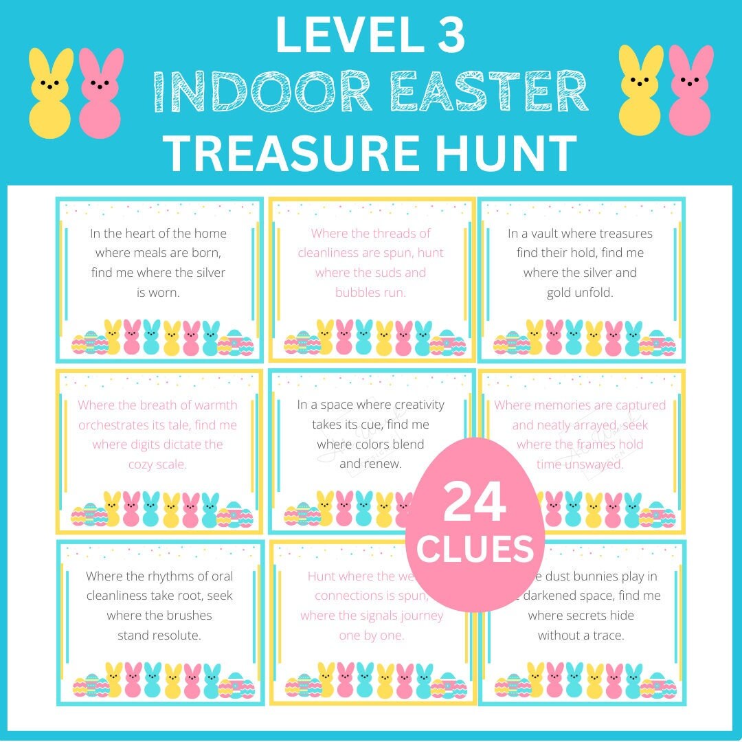 Difficult Easter Scavenger Hunt - Easter Treasure Hunt Clues - Easter ...