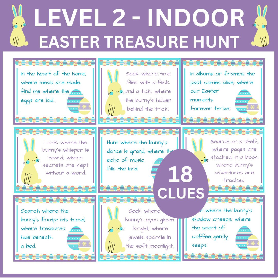 Challenging Kids Easter Scavenger Hunt - Indoor Easter Treasure Hunt ...