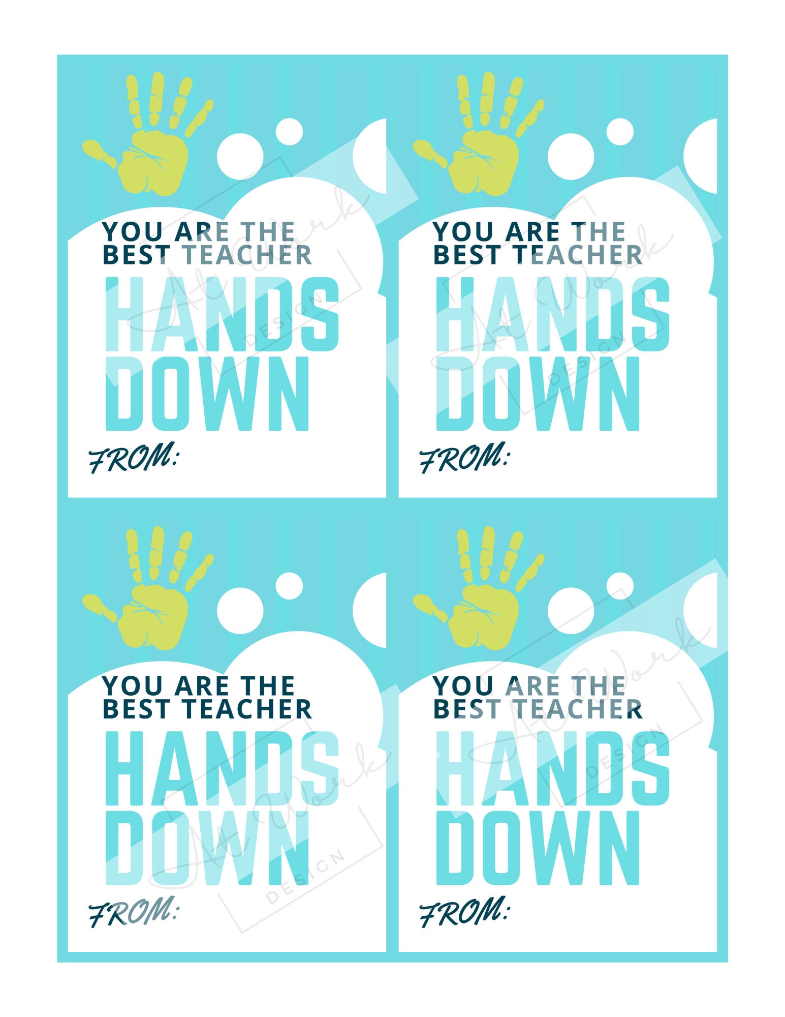 Hands Down Best Teacher Gift Tags, Teacher Thank You Gift Tag, Thank ...