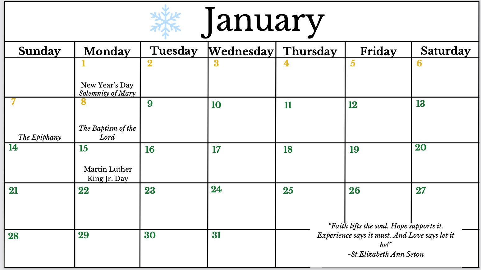 2024 Printable Liturgically Correct Calendar - Etsy