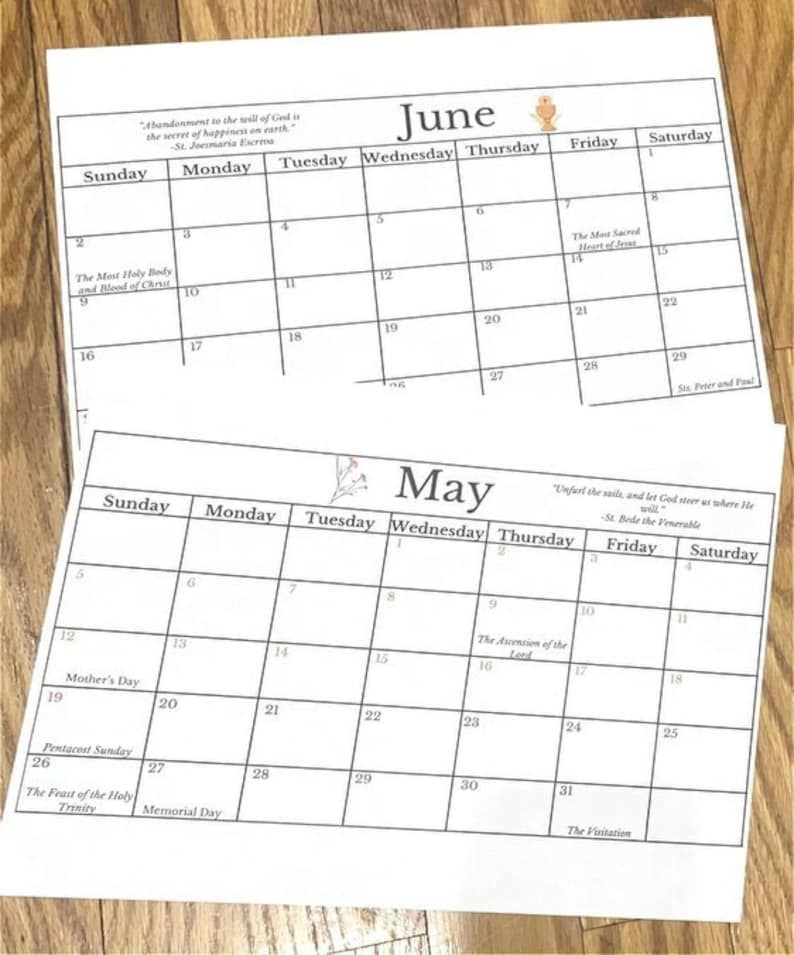 2025 Printable Liturgically Correct Calendar - Etsy