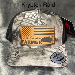 So God Made a Farmer Leather Hat Patch on Snapback Hat - Etsy