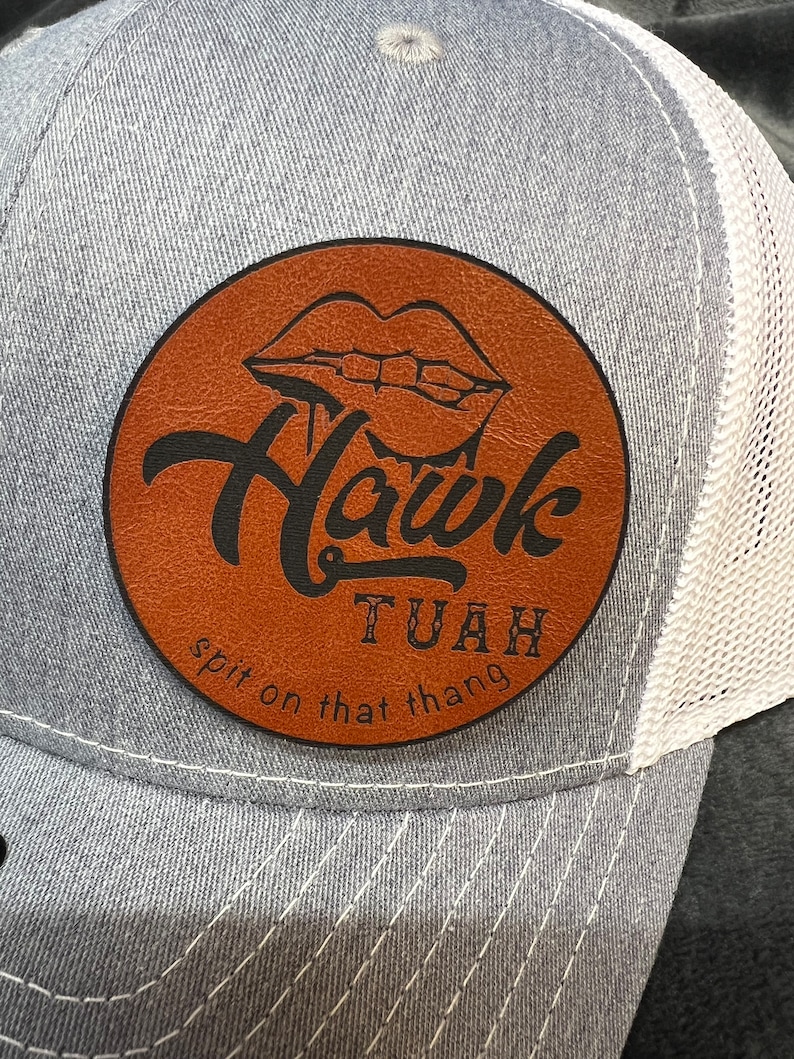 Hawk Tuah Leather Hat Patch on Richardson 112 Cap - Etsy