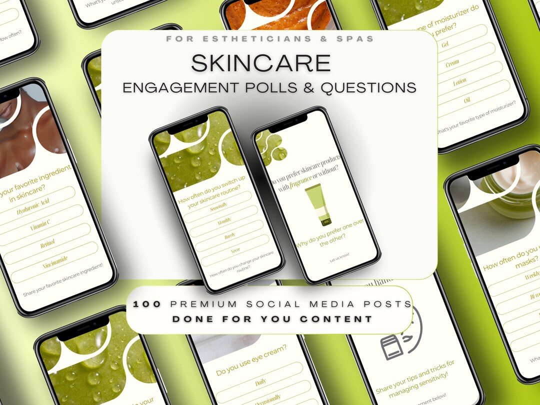 Skincare Social Media Templates: Engagement Polls for Canva (PDF) - Etsy
