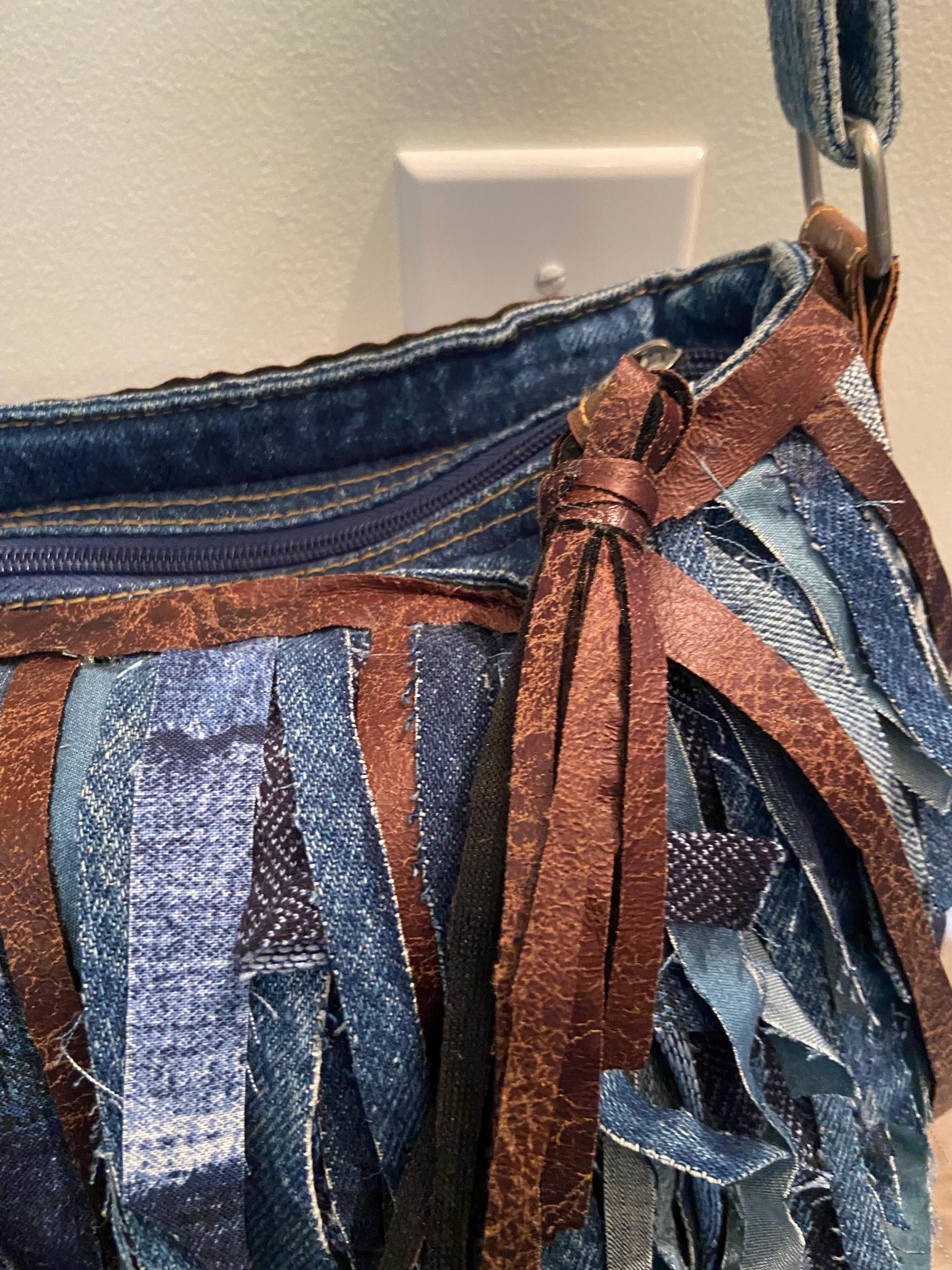 Upcycled Blue Jean Fringe Purse - Etsy