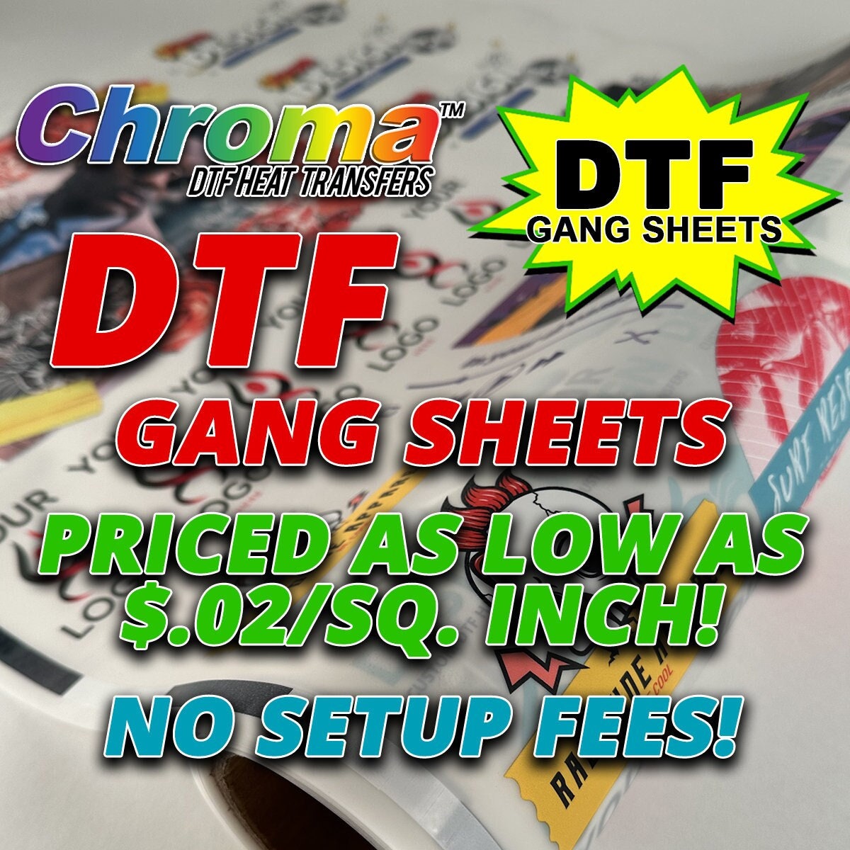 DTF Gang Sheet Heat Transfers, Custom Ready to Press, Direct to Film ...