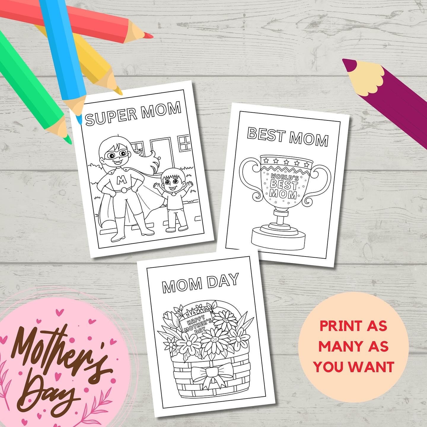 Easy Happy Mother Day Fun Coloring Pages Preschoolers Printables ...