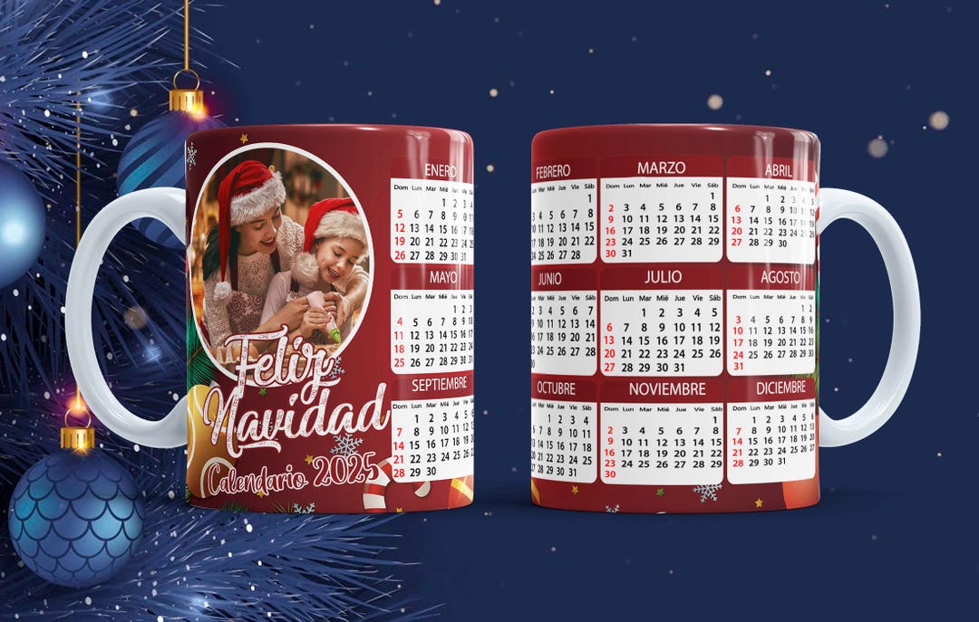 Christmas Mug Calendar 2025, 15 Editable PSD Christmas Templates, 2025 ...