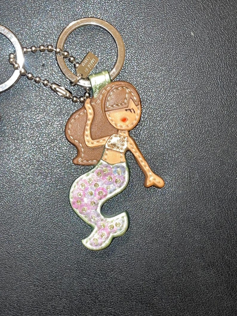 COACH EARLY 2000’s Vintage Leather Sequins MERMAID Keychain Purse Bag ...