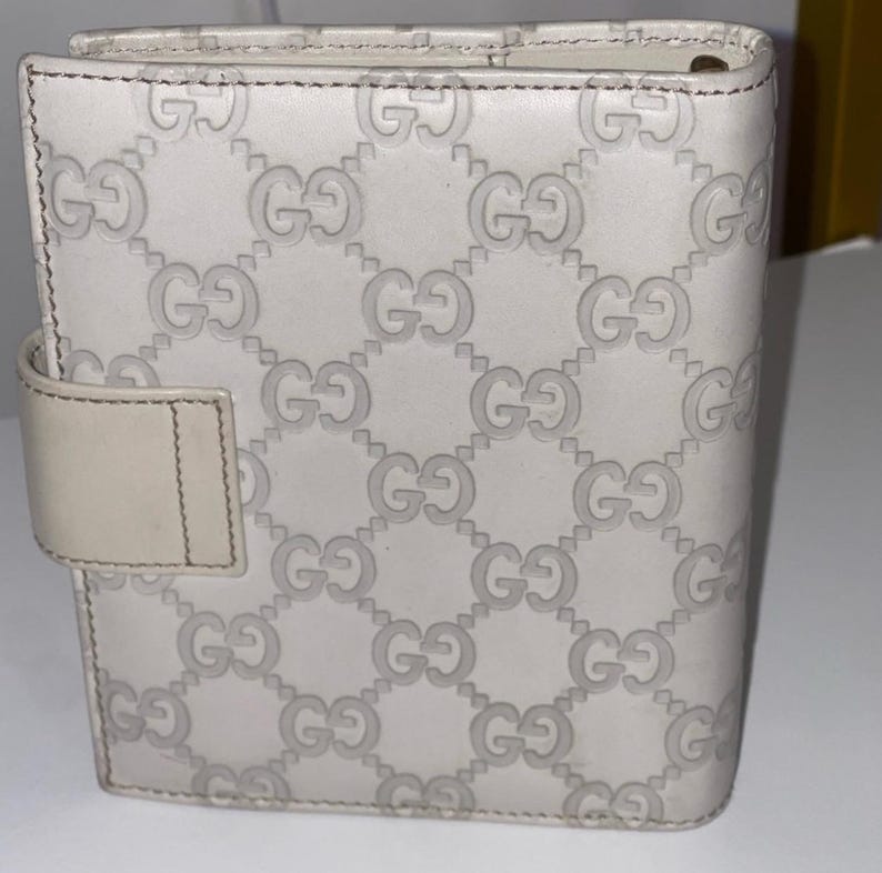 Gucci GG Guccissima Grayish White Leather Agenda Cover Day Planner - Etsy