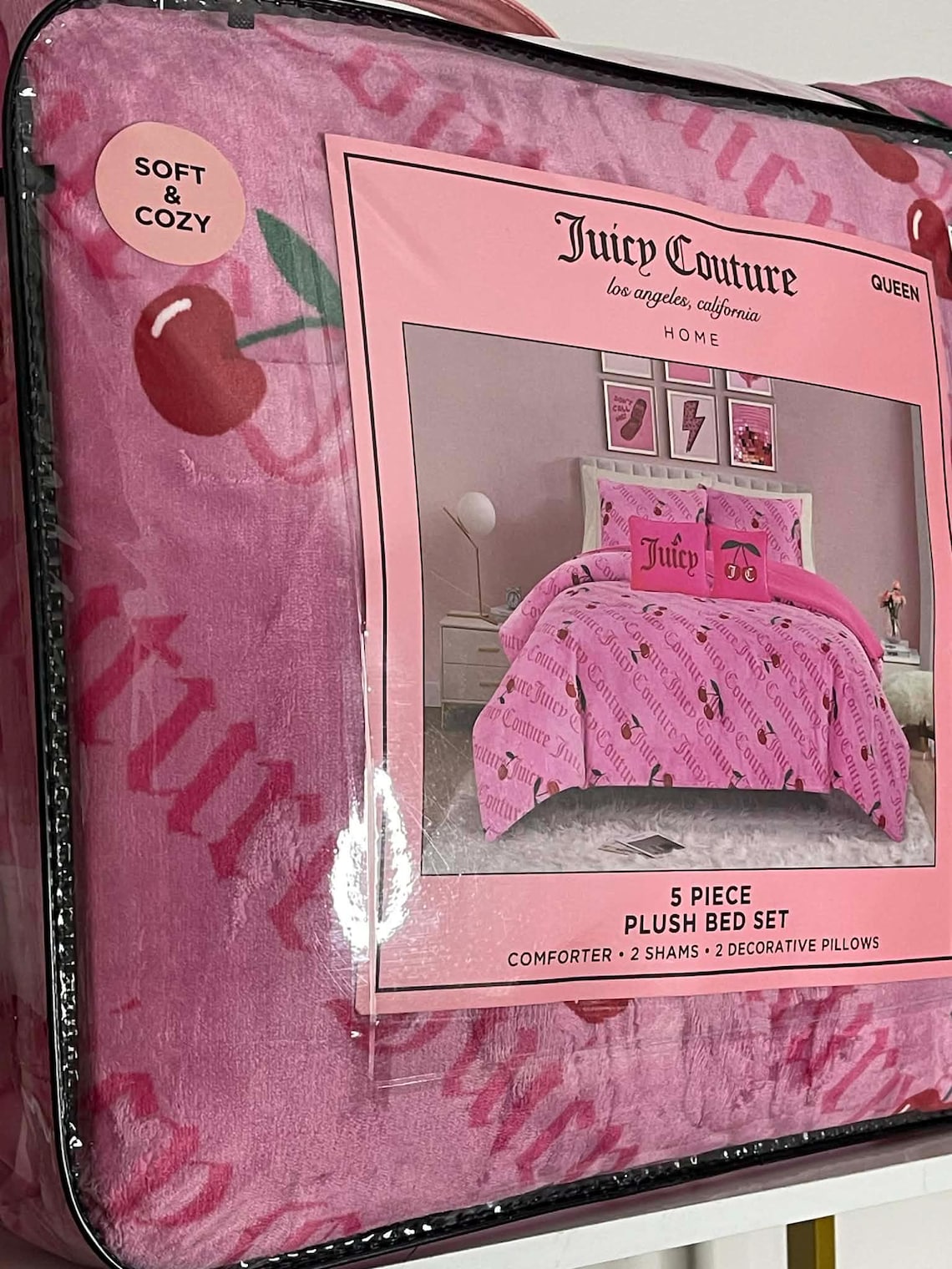 Juicy Couture Cherries Soft & Cozy Plush 5 Pc Comforter Set Queen - Etsy