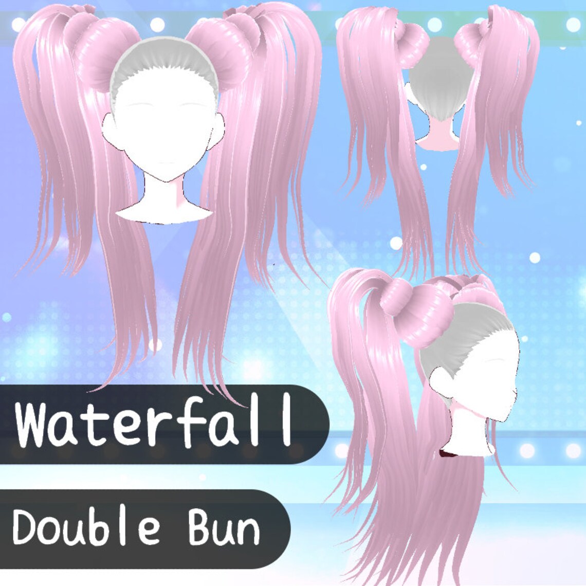 Vroid Hair Preset Extention Waterfall Double Bun Twin Tail - Etsy