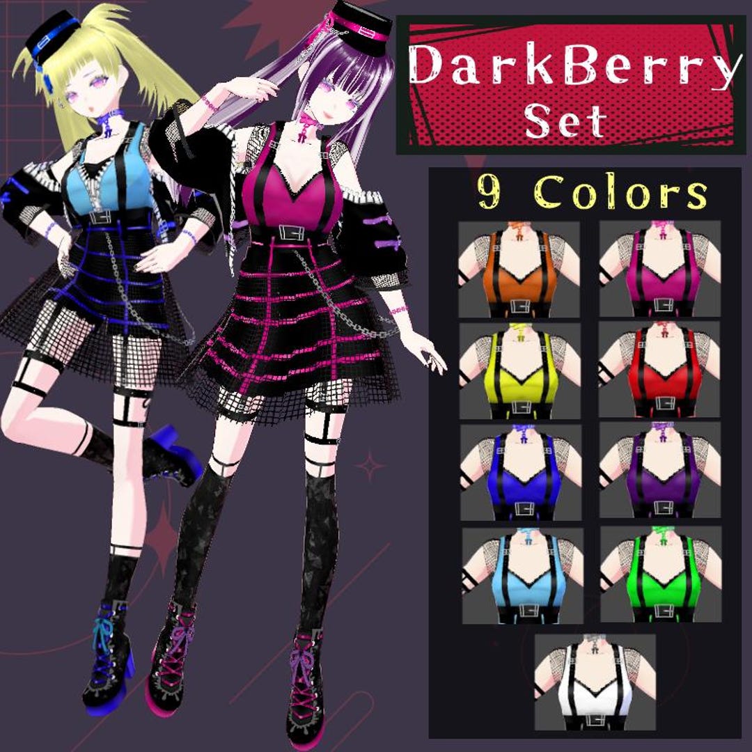 Vroid Outfit Set: Gothic Punk Costume - Dark Berry Customitem - Etsy