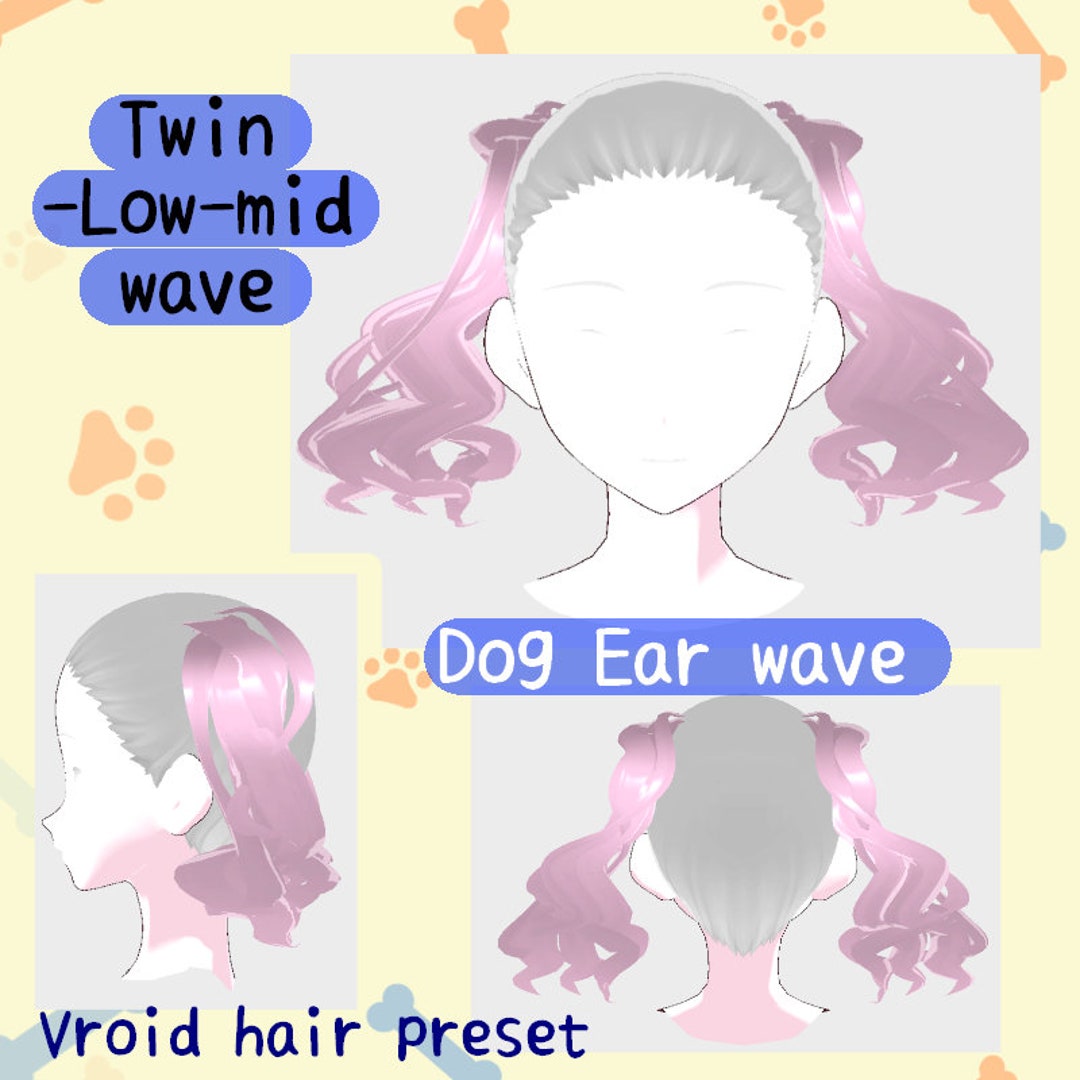Vroid Hair Preset Extention Twin Mid-low Wave dog Ear Style - Etsy