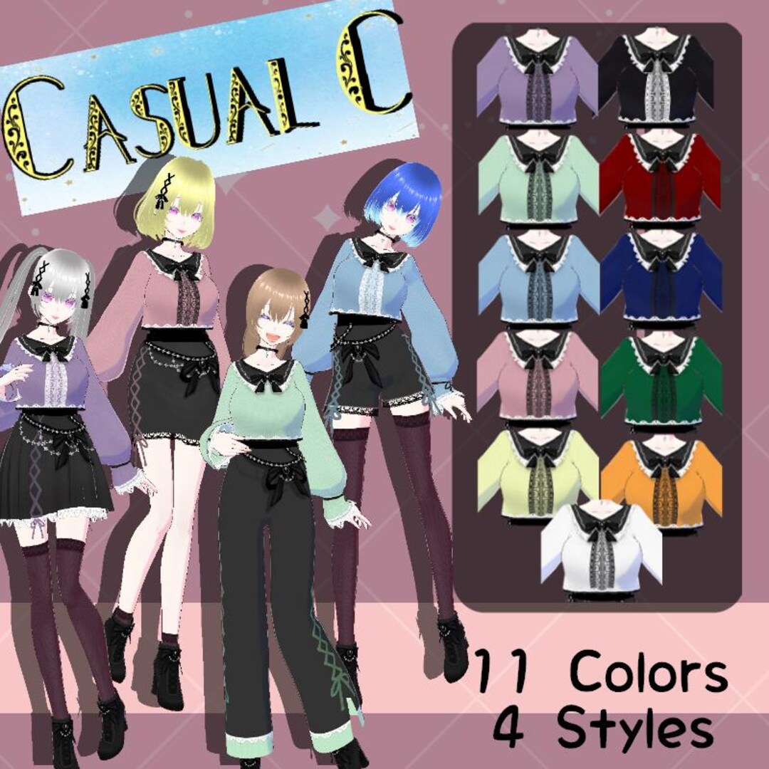 Vroid Outfit Set – Casual Gothic Costume (vroid Customitem File) - Etsy