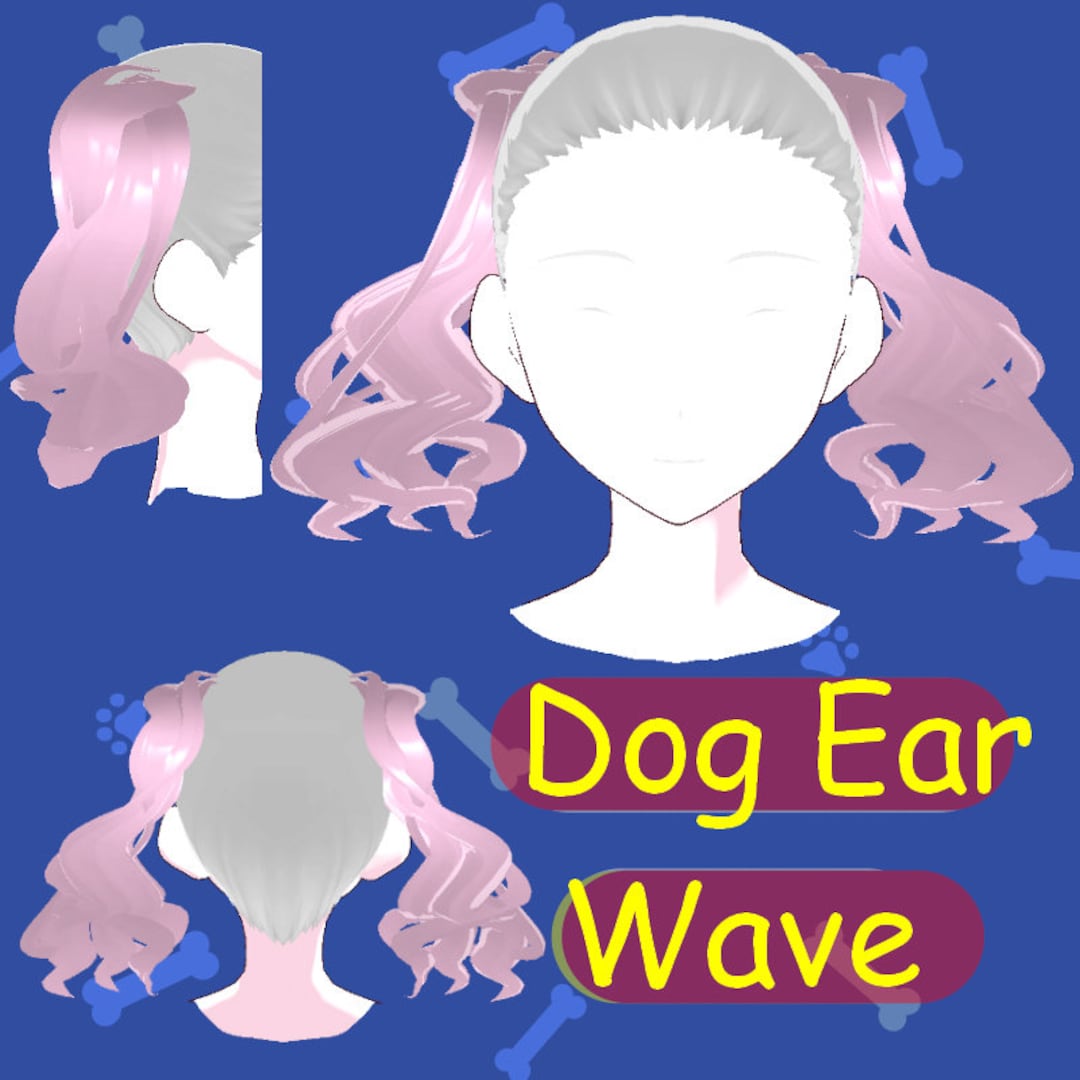 Vroid Hair Preset - Extention- Twin Mid-low Wave (dog Ear Style) - Etsy