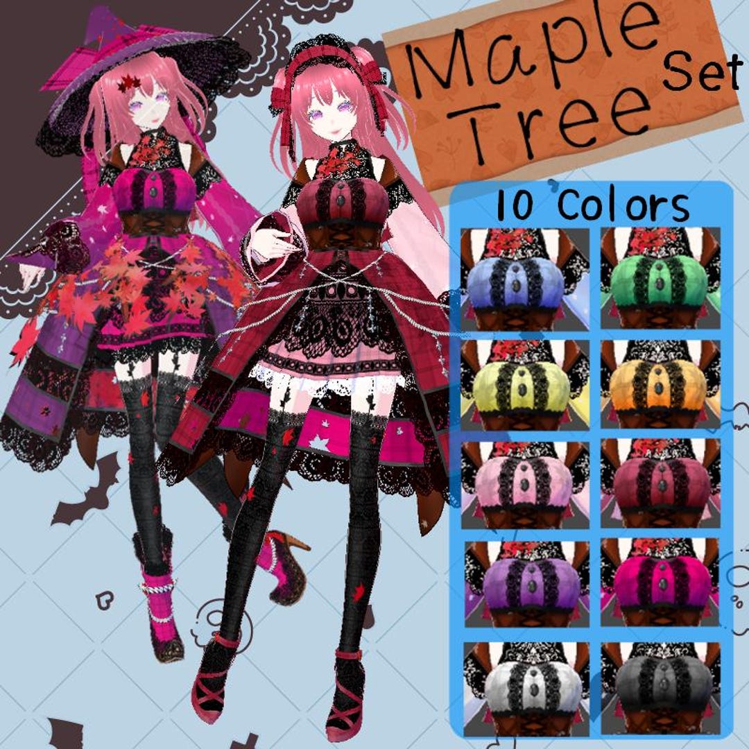 Vroid Outfit Set- Maple Tree Set. Gothic Lolita, Witch, Head Accessory, Costume, Clothing ...