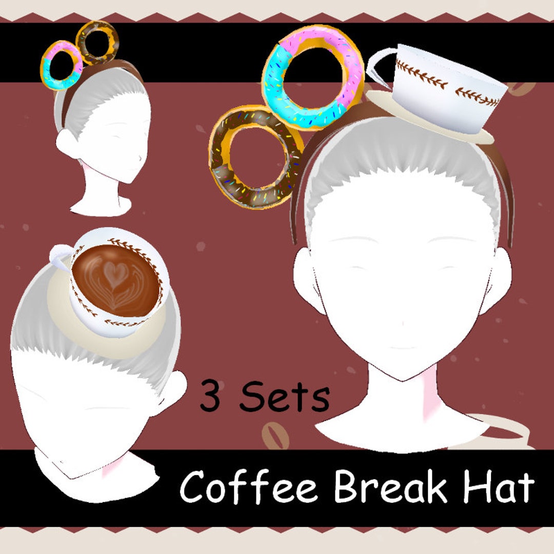 Vroid Hair Preset - Coffee Break Hat. Unique Hat, Cute, Vtuber ...