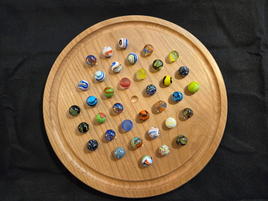 Marble Solitaire Hardwood Game Board Wooden Marble Game Luxury Board ...