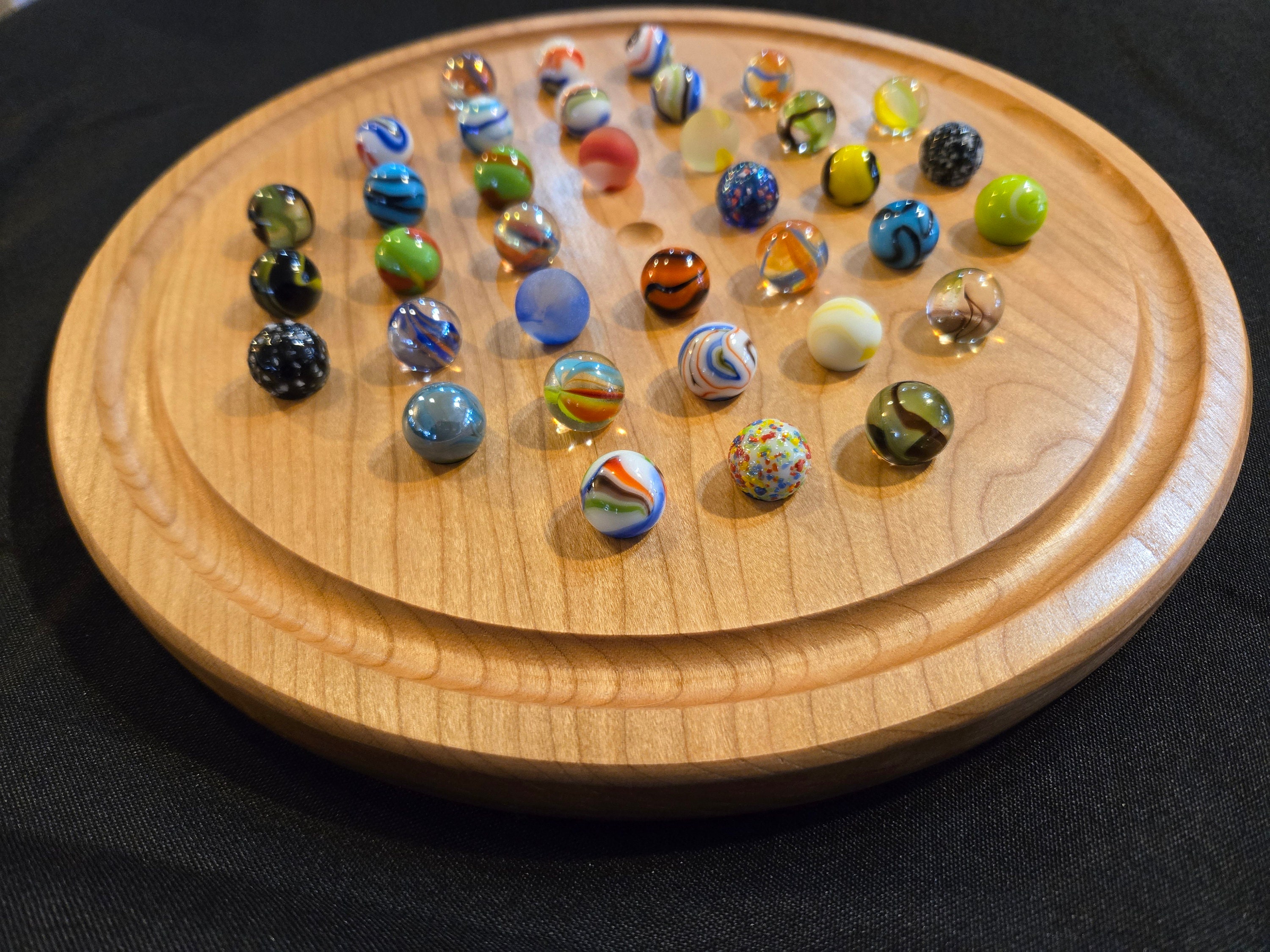 Marble Solitaire Hardwood Game Board Wooden Marble Game Luxury Board ...