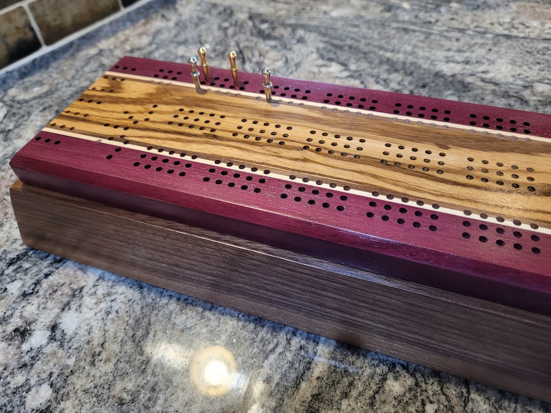 Cribbage Board Premium Exotic Hardwood Heirloom Game Unique Room Decor ...