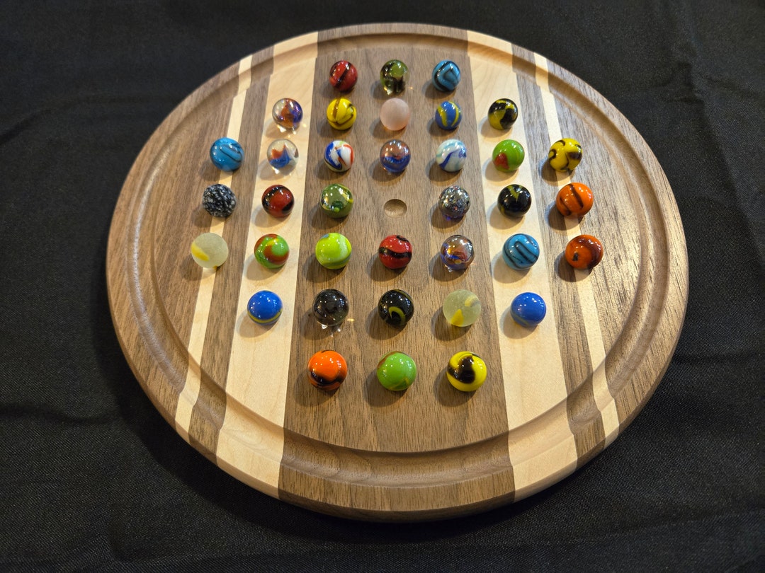 Marble Solitaire Hardwood Game Board Wooden Marble Game Luxury Board ...