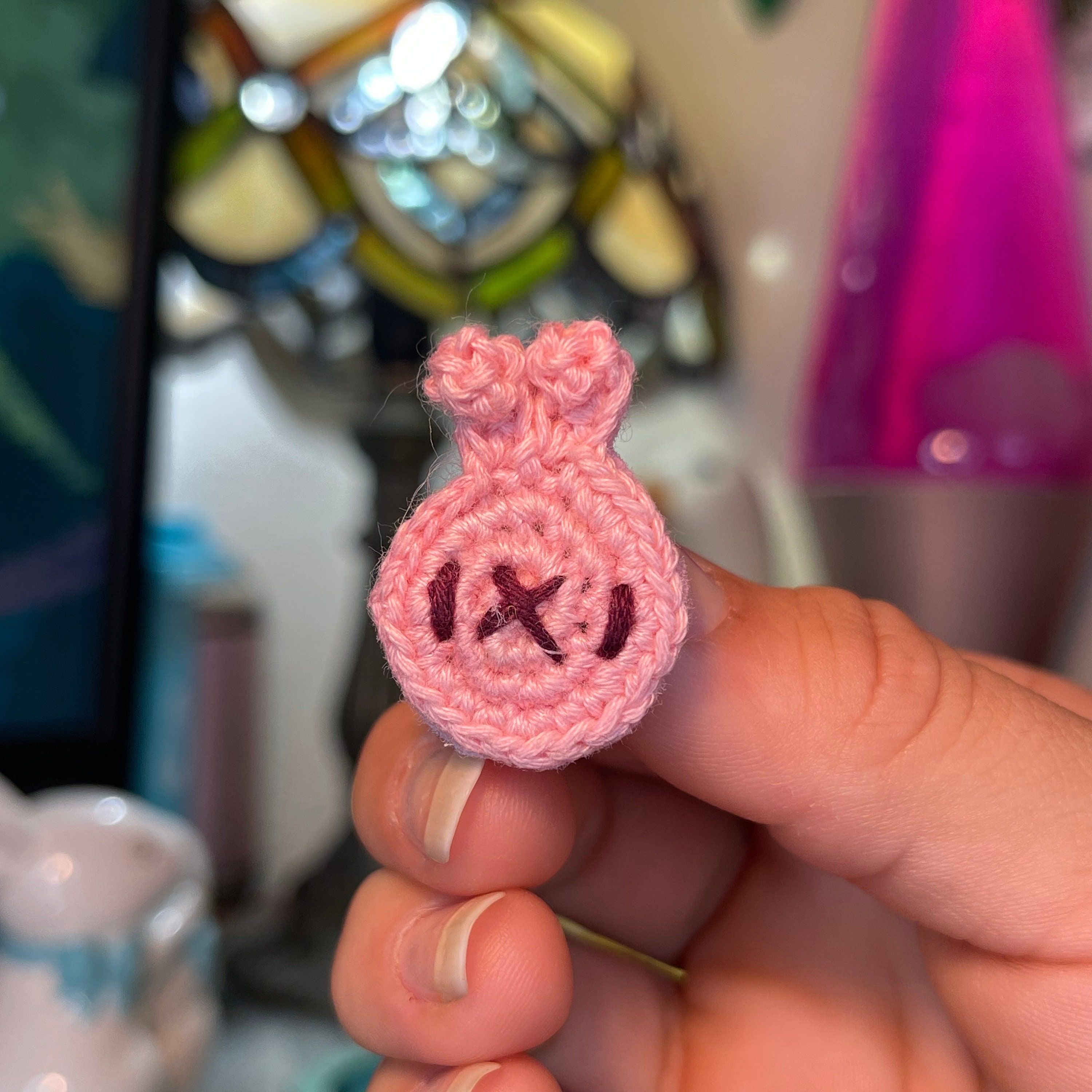 Pink Bunny Pins, Facial Expressions, Crochet Amigurumi Handmade Pins - Etsy