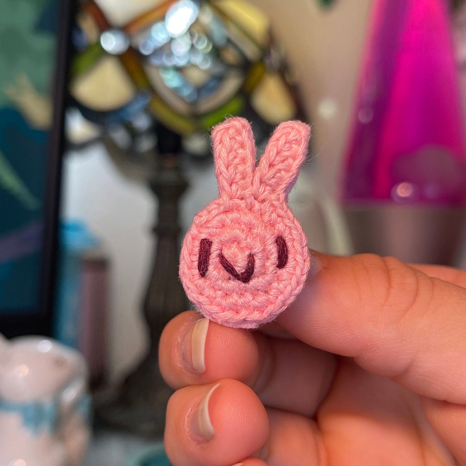 Pink Bunny Pins, Facial Expressions, Crochet Amigurumi Handmade Pins - Etsy