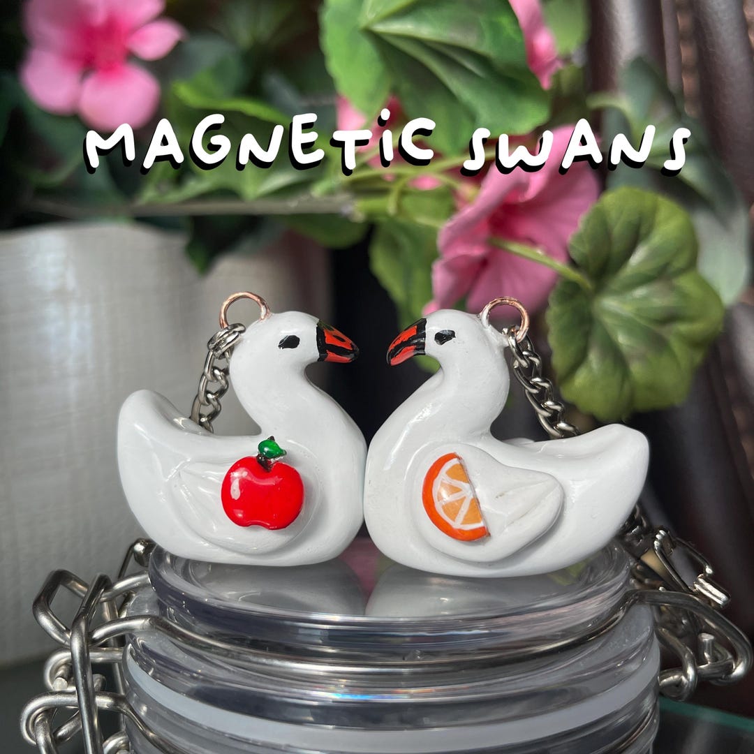 Magnetic Matching Swan Keychains | Customizable Charms | Handmade ...