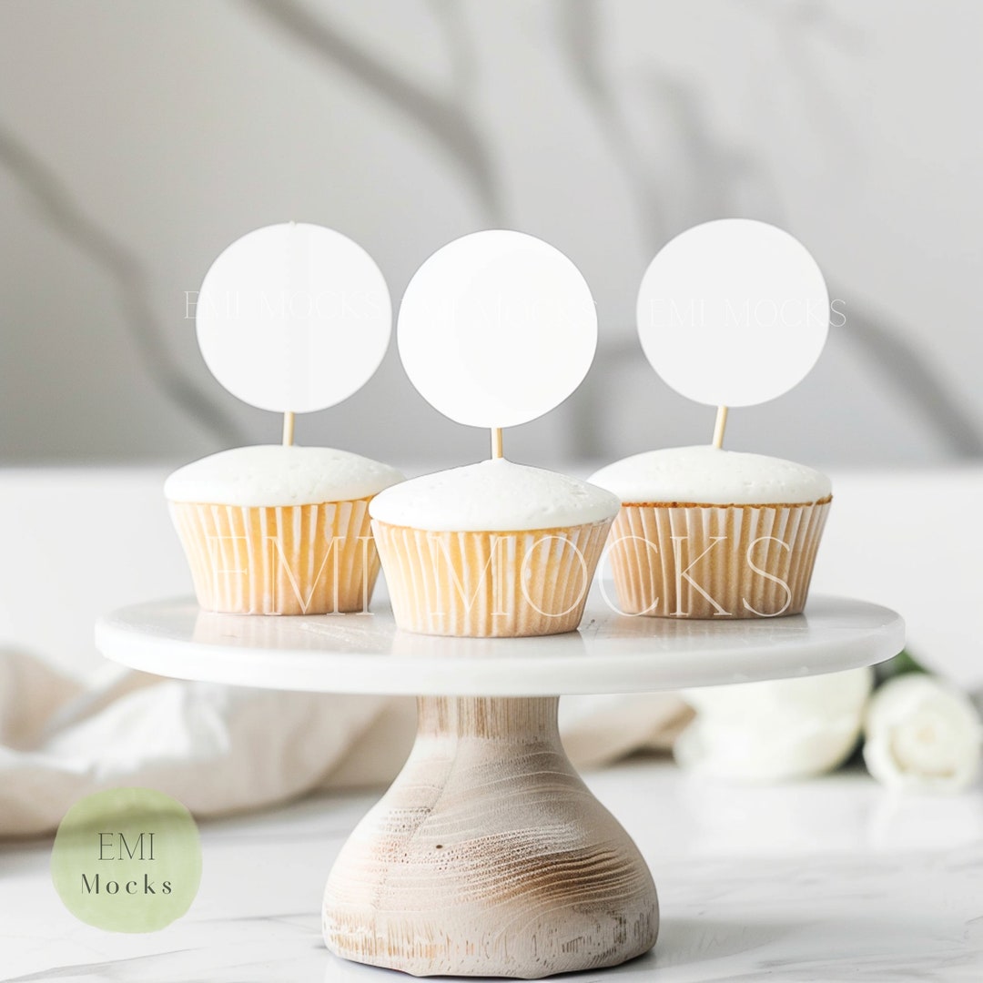 3 Cupcake Topper Mockup - Cupcake Mockup - Topper Mockup - Circle ...